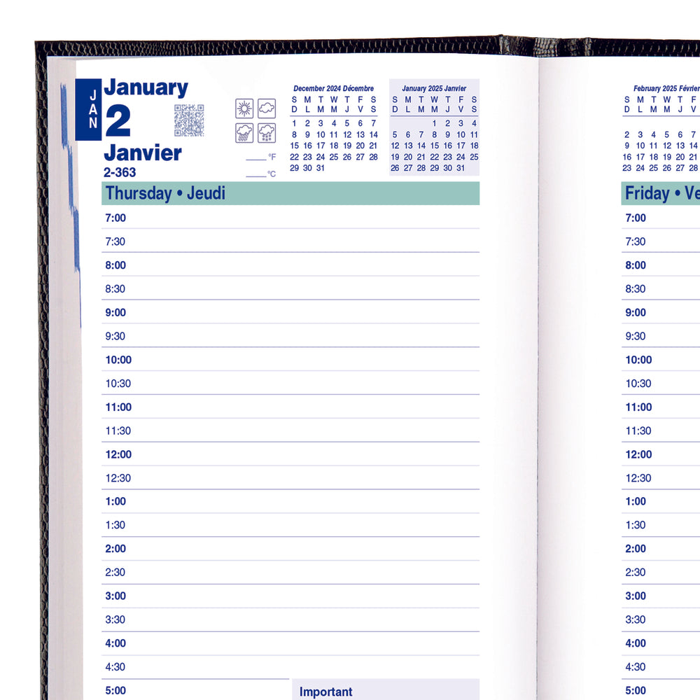 Blueline 2025 Daily Planner - Perfect Binding - 8" x 5" - Black - Bili ...