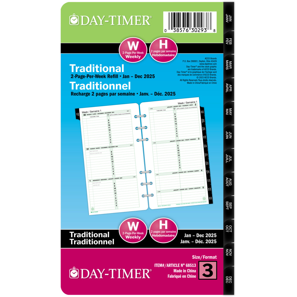 Day-Timer 2025 Dated Refill 2-Pages/Week Portable - 6-3/4" H x 3-3/4 ...