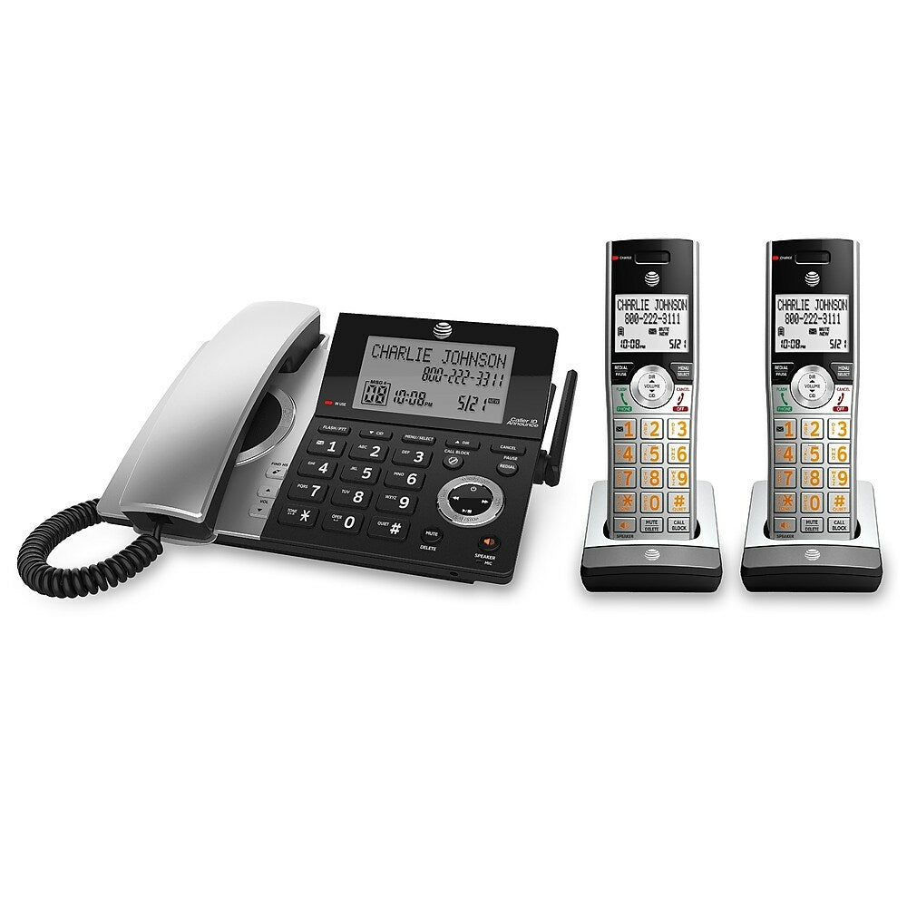 AT&T 2-Handset Corded/Cordless Answering System with Dual Caller ID/Ca ...