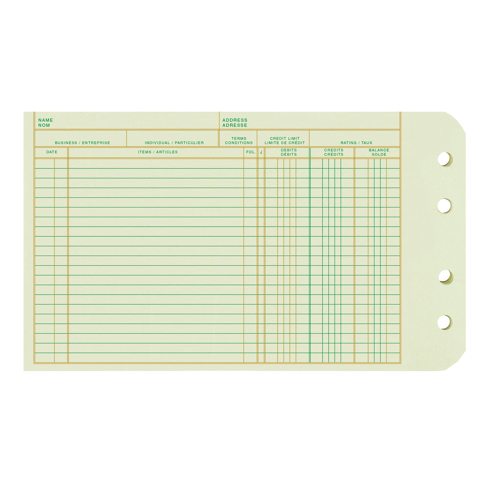 Blueline Ledger Sheet Refills - 5" x 8-1/2" - Green - Bilingual - 100 ...