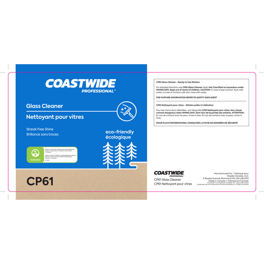 Coastwide Professional CP61 Glass Cleaner Secondary Label – D2D HealthCo.