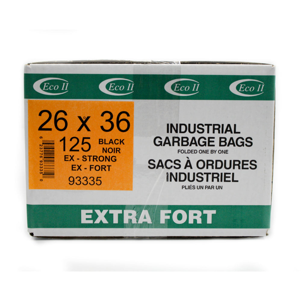 Eco II Garbage Bags, Extra Strong, Black, 26 x 36", 125 Pack – D2D ...