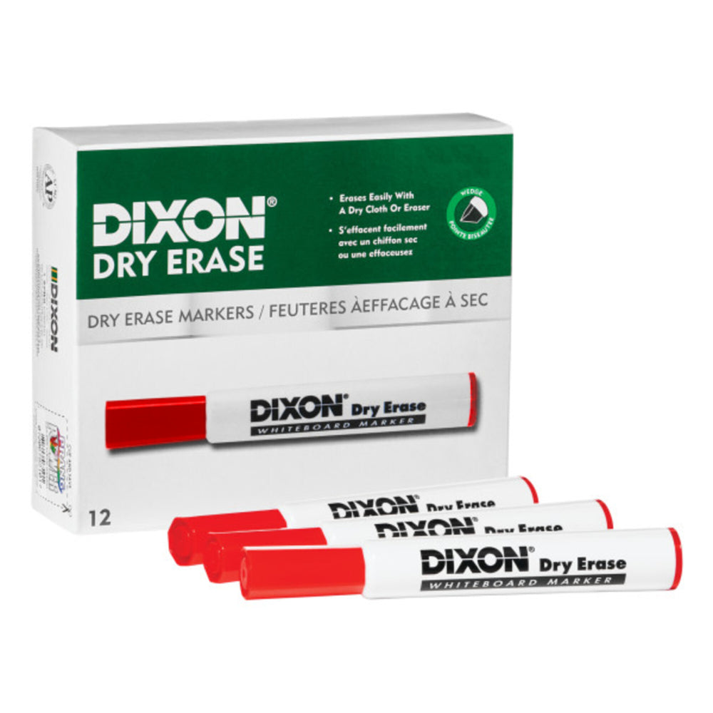 Dixon Dry Erase Markers - Wedge Tip - Red - 12 Pack – D2D HealthCo.